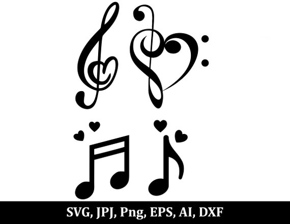 Music Note Heart Instant Download SVG PNG EPS Dxf Jpg - Etsy