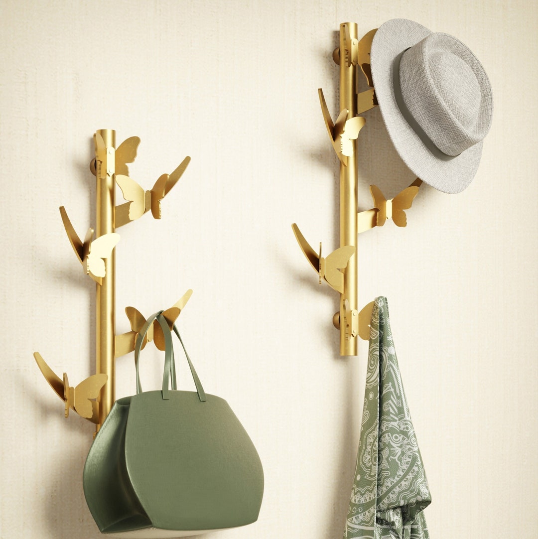 Set of 2 Modern Coat Racks in the Shape of Butterflies Clothers Rack ...