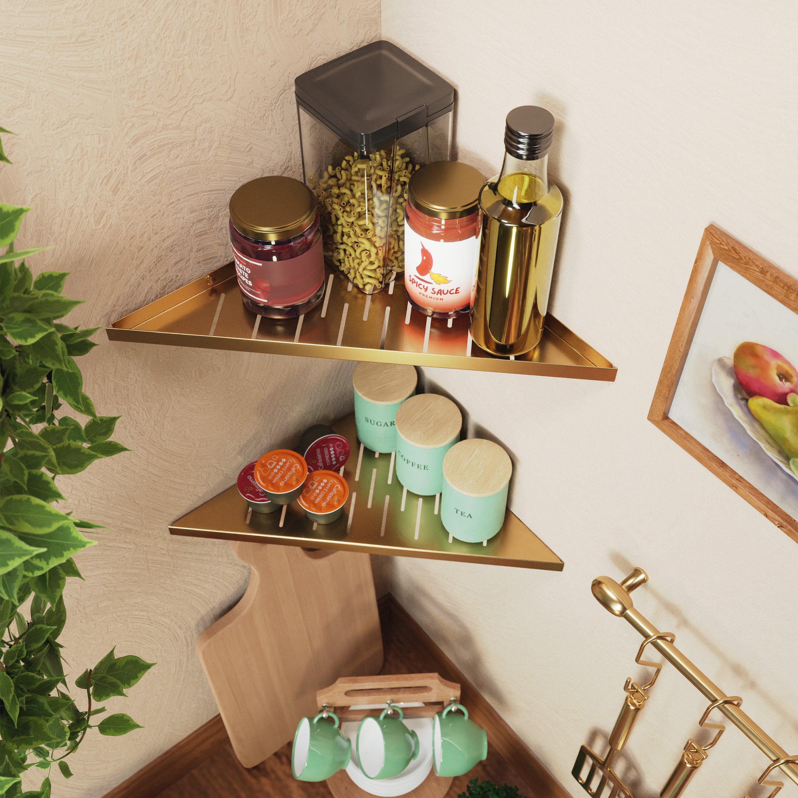 Kitchen Corner Shelf Corner Shelf Floating Corner Shelf Stainless Steel ...