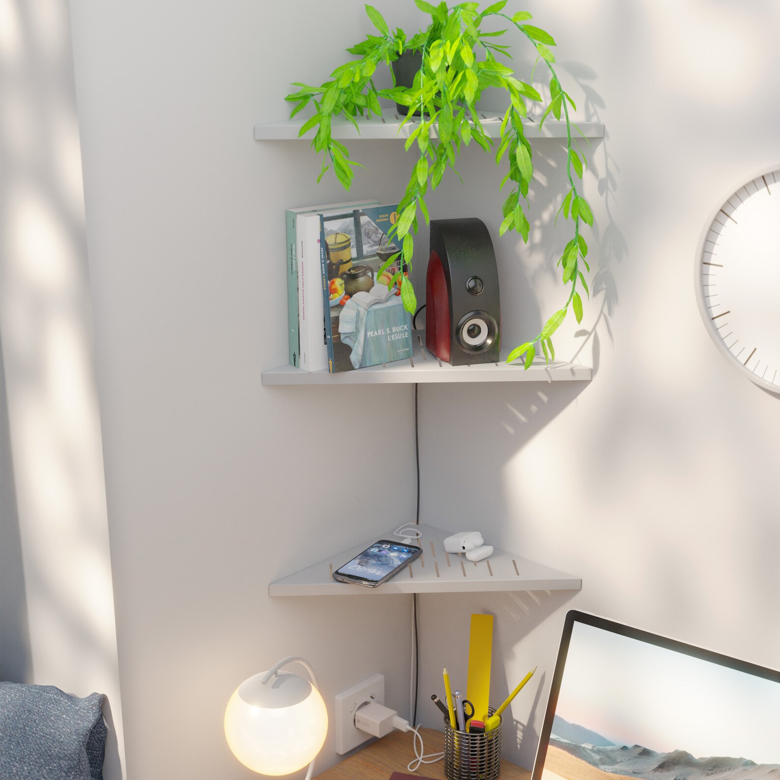White Corner Shelf Floating Corner Shelf Small Book Shelf - Etsy