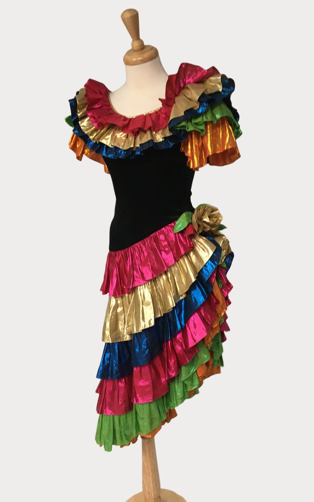 Cinco De Mayo Dress, Colorful Dress, Headdress, Festival Dress, Ruffle ...