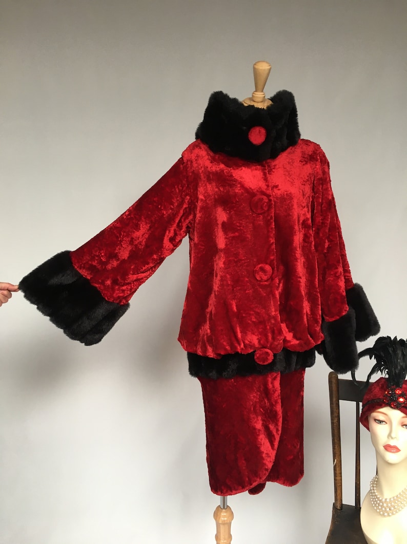 1920s Coat Cloche Hat Flapper Coat Red Velvet Coat Opera - Etsy