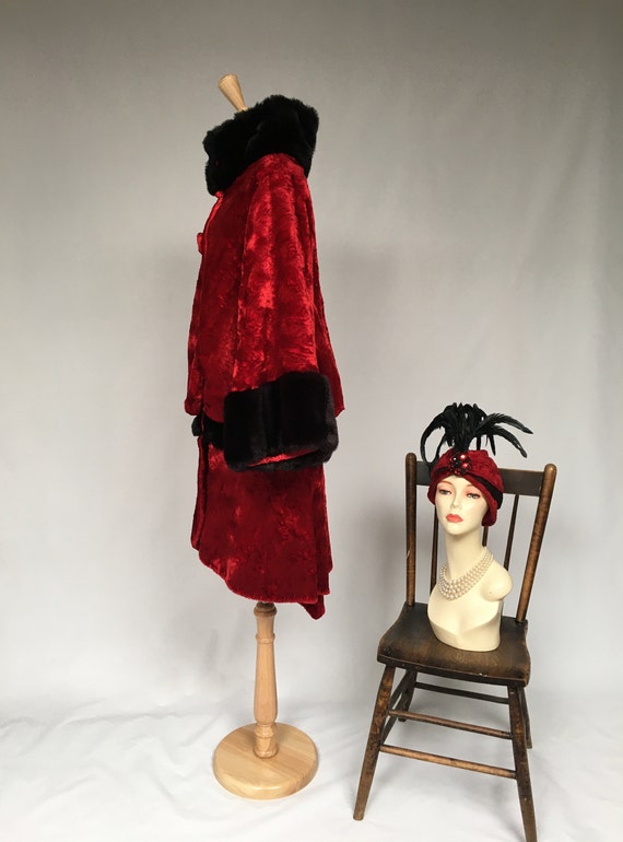 1920s Coat, Cloche Hat, Flapper Coat, Red Velvet Coat… - Gem
