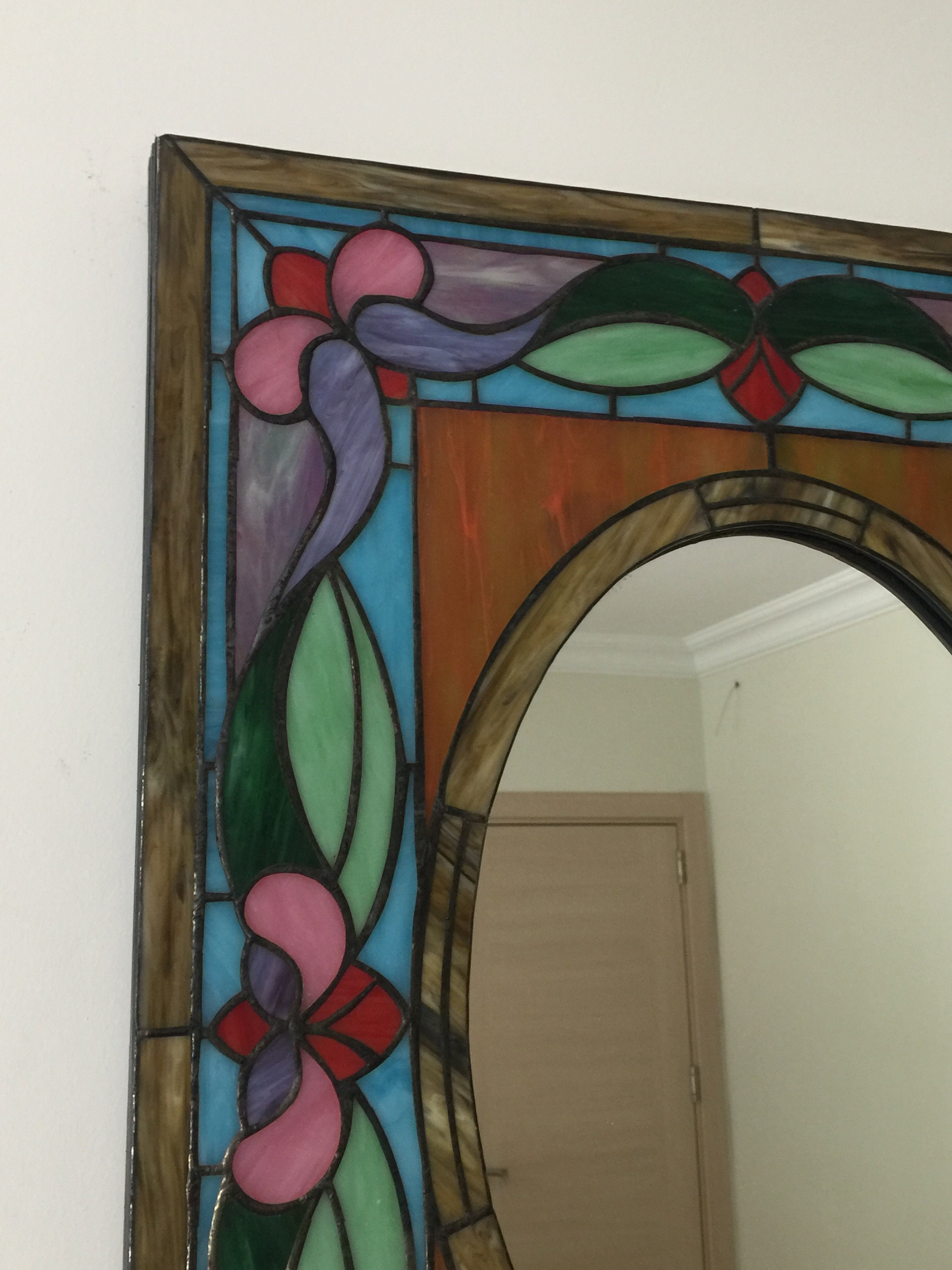 Stained Glass Mirror. Stainedglass Design Hand Made Wall - Etsy