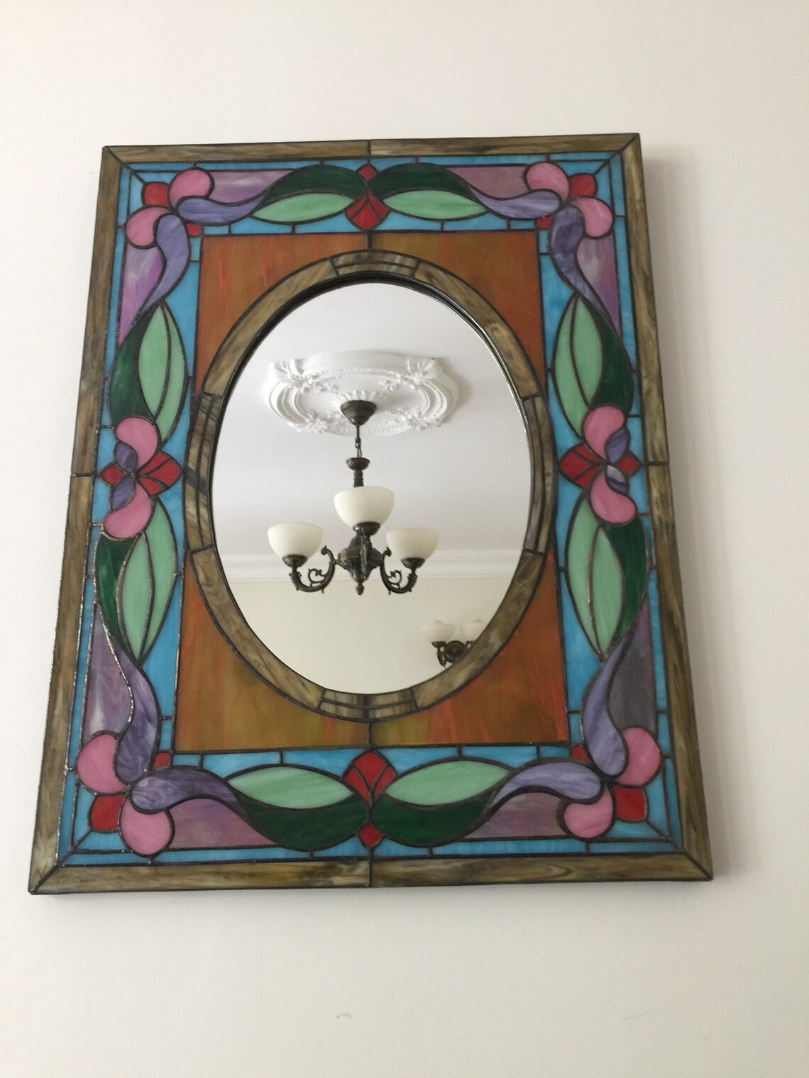 Stained Glass Mirror. Stainedglass Design Hand Made Wall - Etsy