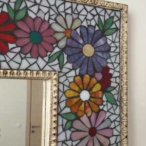 Antique Frame Mosaic Mirror,rectangular Mirror, Mosaic Flowers Mirror ...
