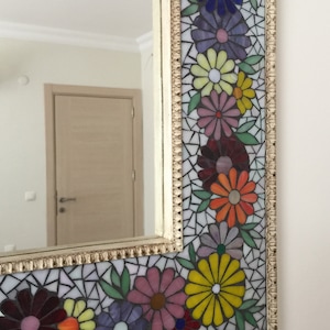 Antique Frame Mosaic Mirror,rectangular Mirror, Mosaic Flowers Mirror ...