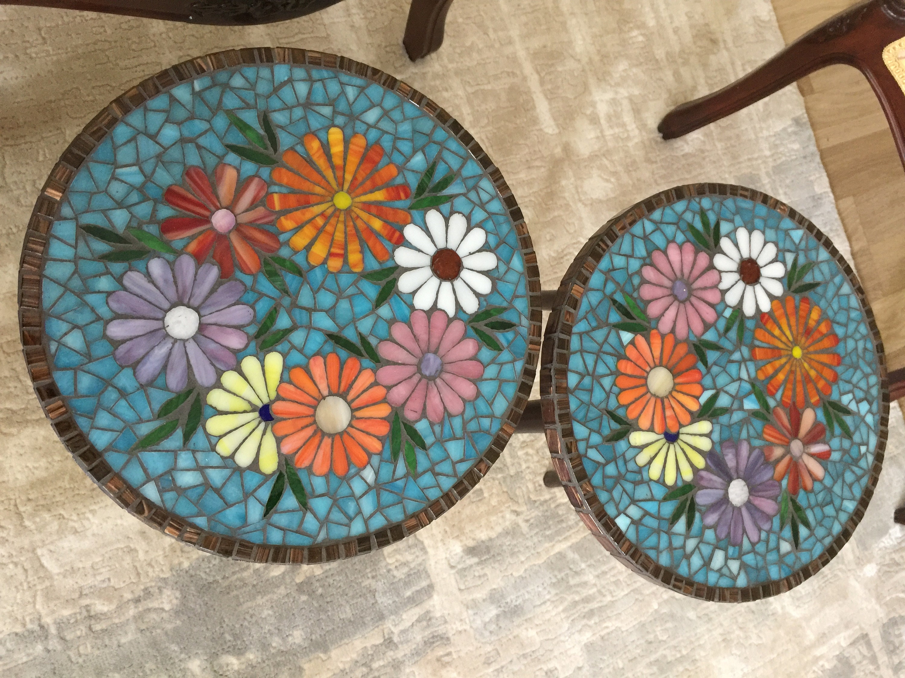 Mosaic Coffee Tables, Flowers, Small Tables, Floral Mosaic Tables,twins ...