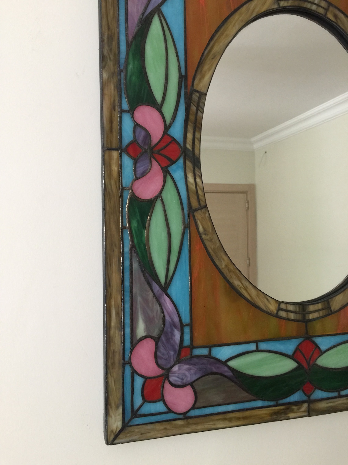 Stained Glass Mirror. Stainedglass Design Hand Made Wall - Etsy