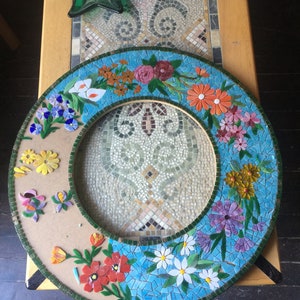 Mosaic Mirror With Flowers, Round Mosaic Mirror ,mosaic Design , Hand ...