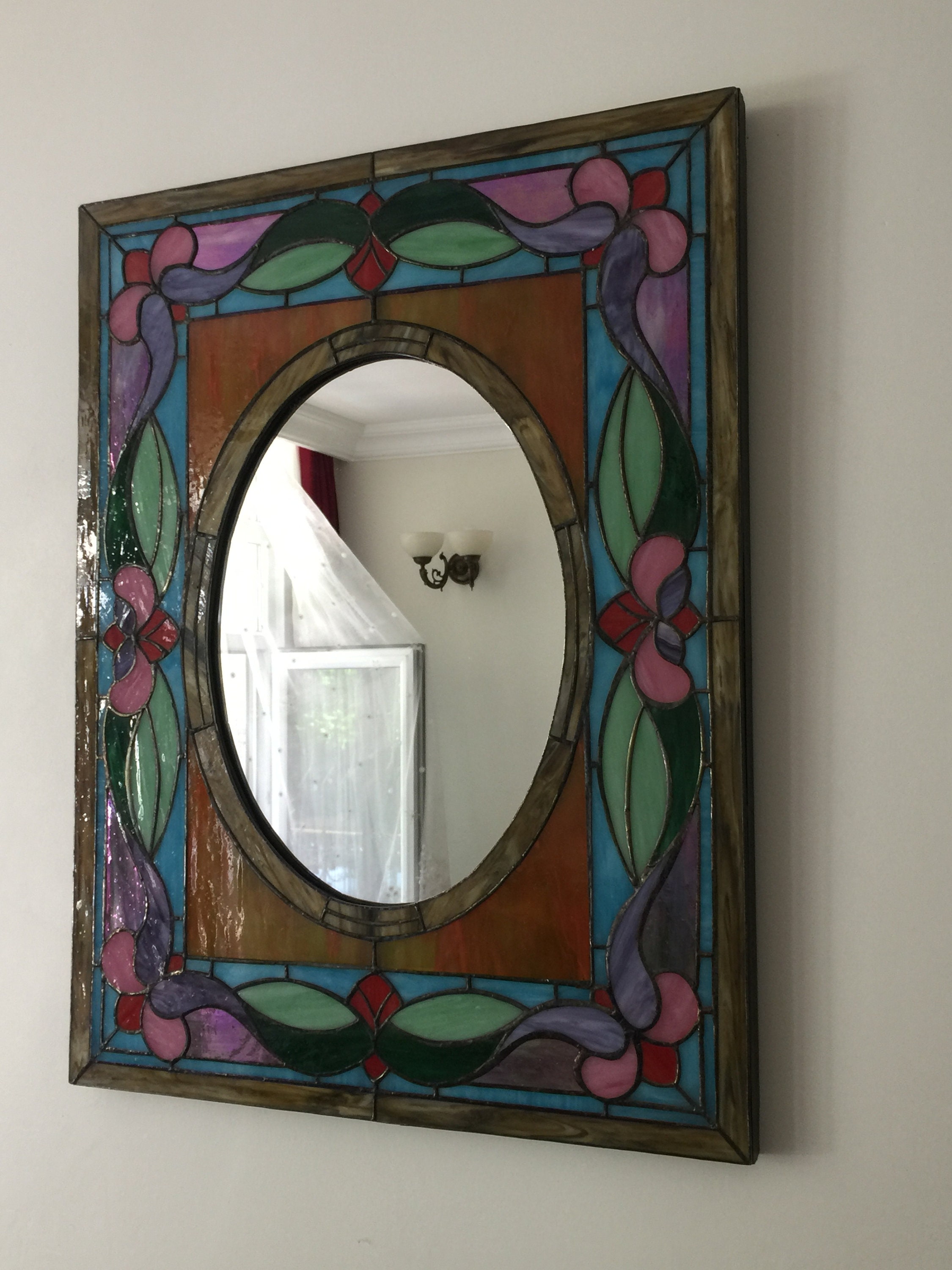 Stained Glass Mirror. Stainedglass Design , Hand Made , Wall Decoration ...