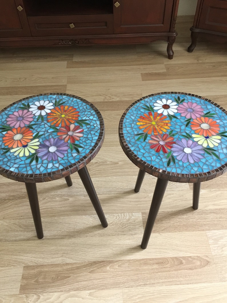 Mosaic Coffee Tables, Flowers, Small Tables, Floral Mosaic Tables,twins ...
