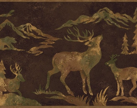 Wildlife Silhouettes Wallpaper Border Brown OA8153b | Etsy