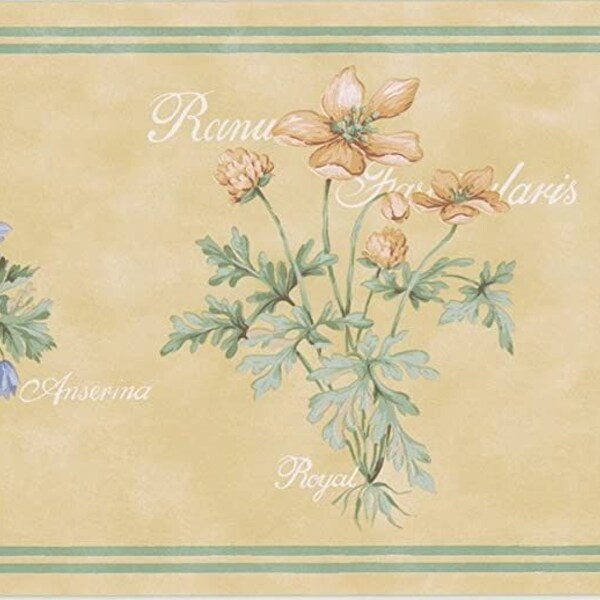 Botanical Floral Wallpaper Border - Etsy