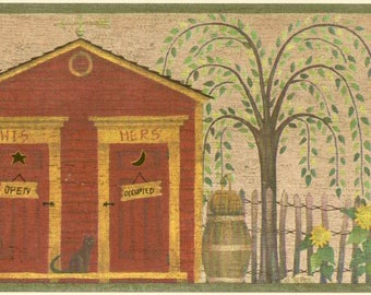 Country Bath (outhouse) Wallpaper Border Hk4650bd - Etsy