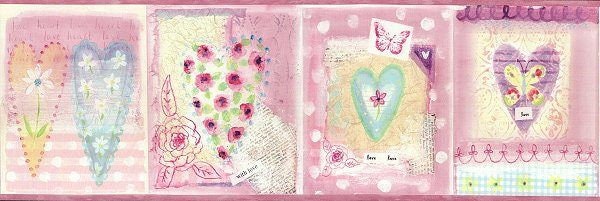 Pastel Hearts and Butterflies Wallpaper Border Ck83201b - Etsy