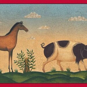 Primitive Folk Art Animals Wallpaper Border 250b69201 - Etsy