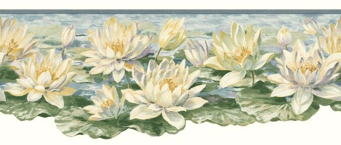 Water Lily Pads Wallpaper Border 236b55321 | Etsy