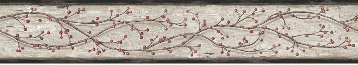 Winterberry Branches Wallpaper Border - Etsy