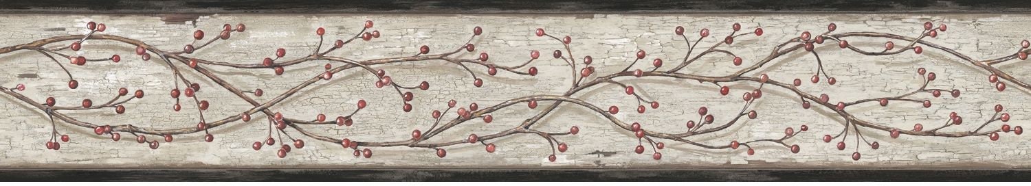 Winterberry Branches Wallpaper Border - Etsy