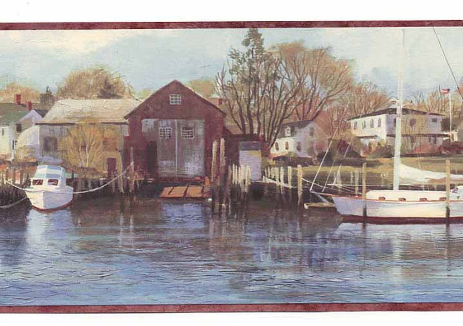 Northern Harbor Scenic Sea Wallpaper Border - Etsy