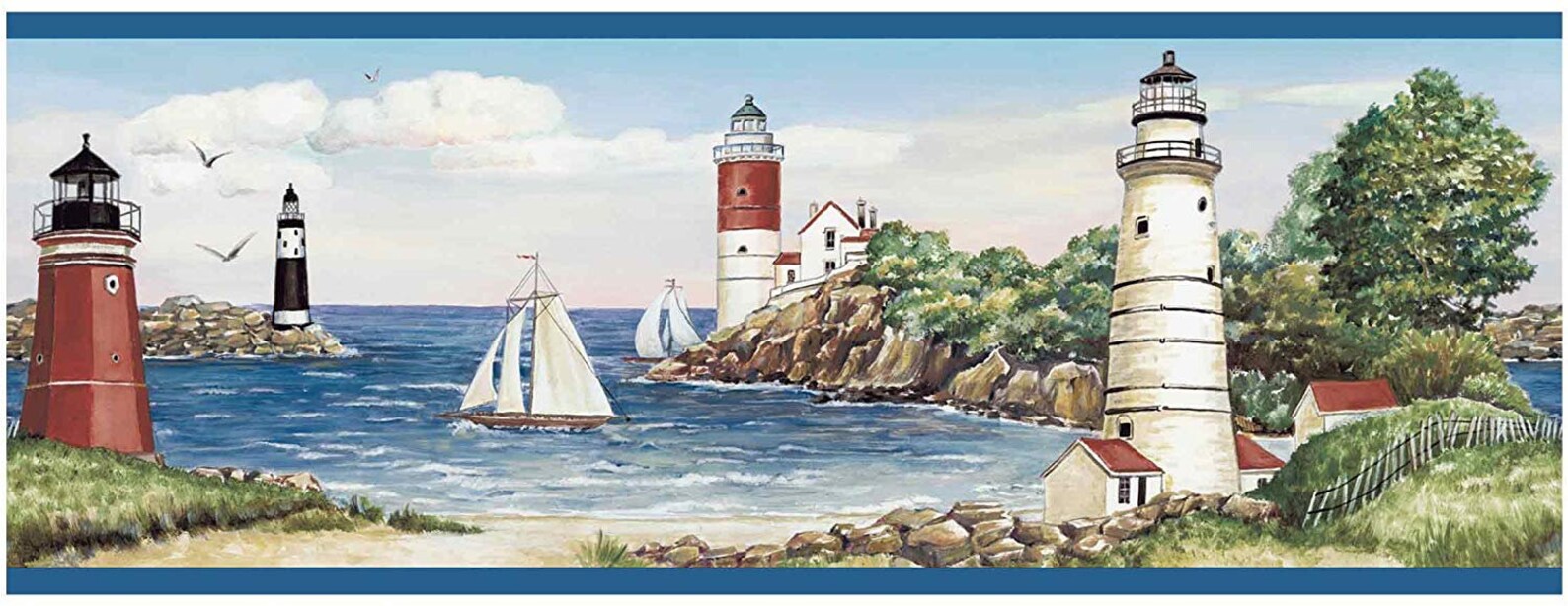 Lighthouse Sailboat Wallpaper Border Bg1663bd - Etsy