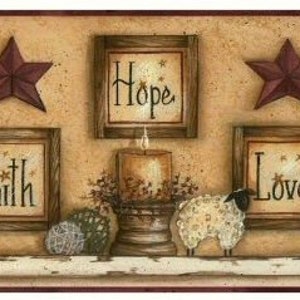 Faith Hope Love Shelf Wallpaper Border Cn1136bd - Etsy