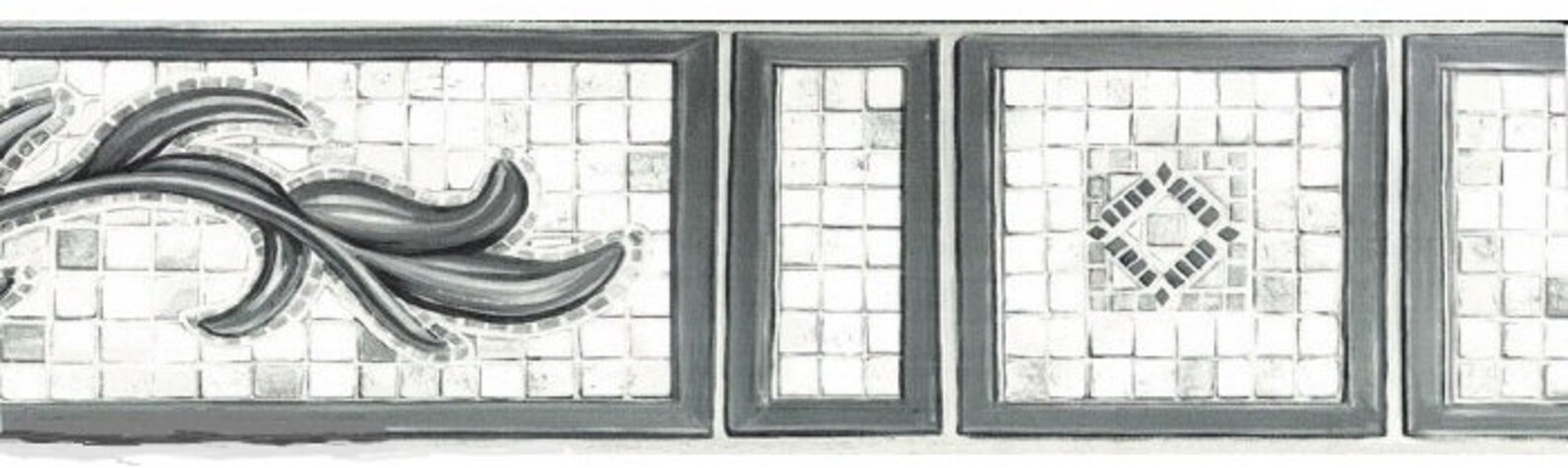Black White Gray Mosaic Textured Wallpaper Border 51646110 - Etsy