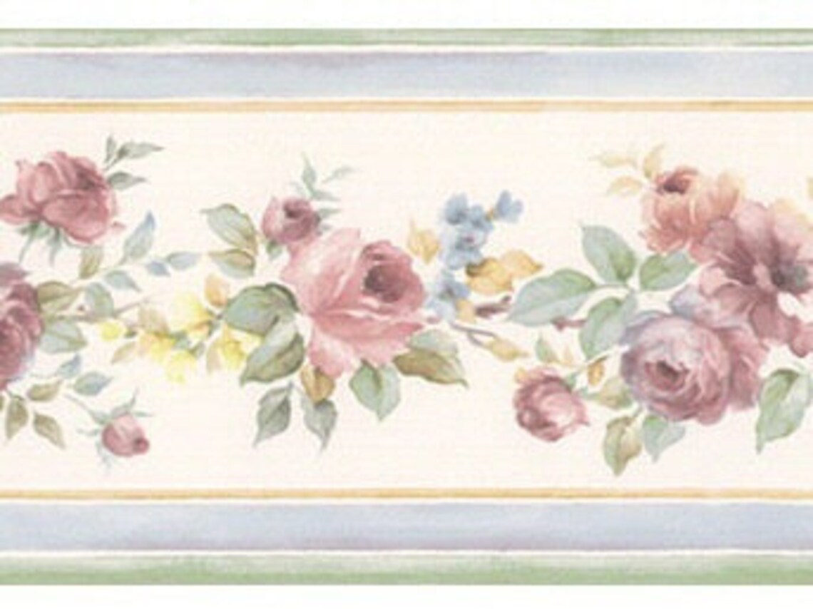 Narrow Floral Wallpaper Border PF79500 - Etsy