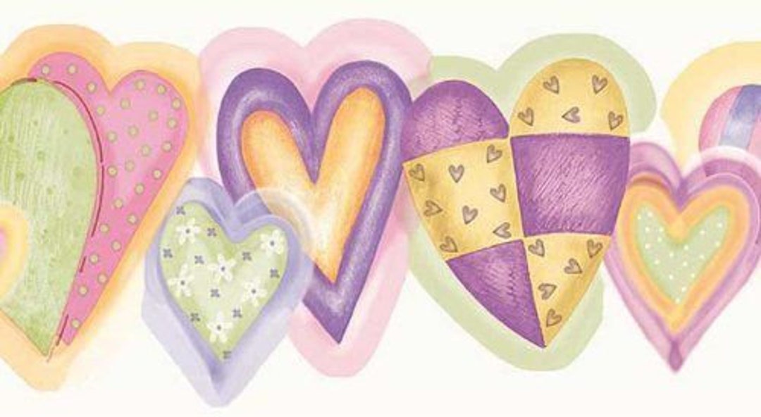 Pastel Scalloped Hearts Wallpaper Border Ck83192b - Etsy
