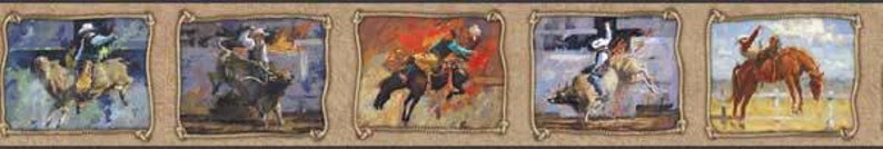 Western Horses Bullriders Wallpaper Border Wb5912bd - Etsy