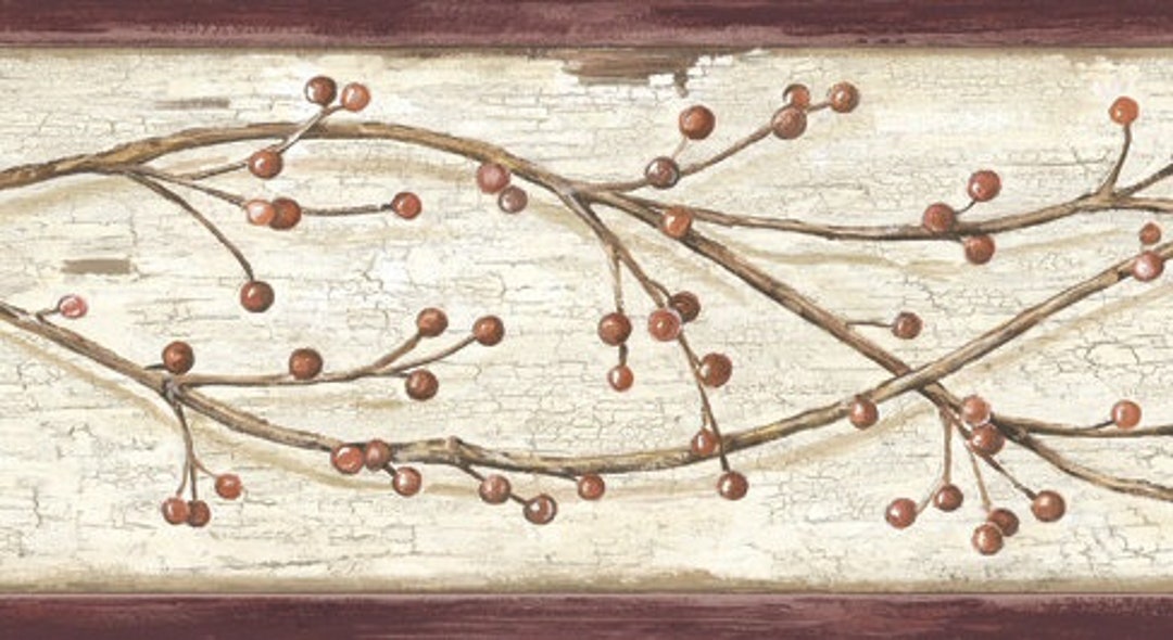 Winterberry Branches Wallpaper Border - Etsy