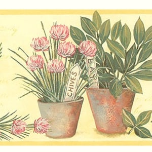 Potted Flowers Wallpaper Border KV79533 - Etsy