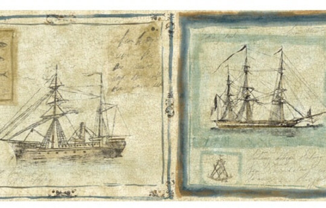 Framed Sailing Ships Wallpaper Border Pt018202b - Etsy