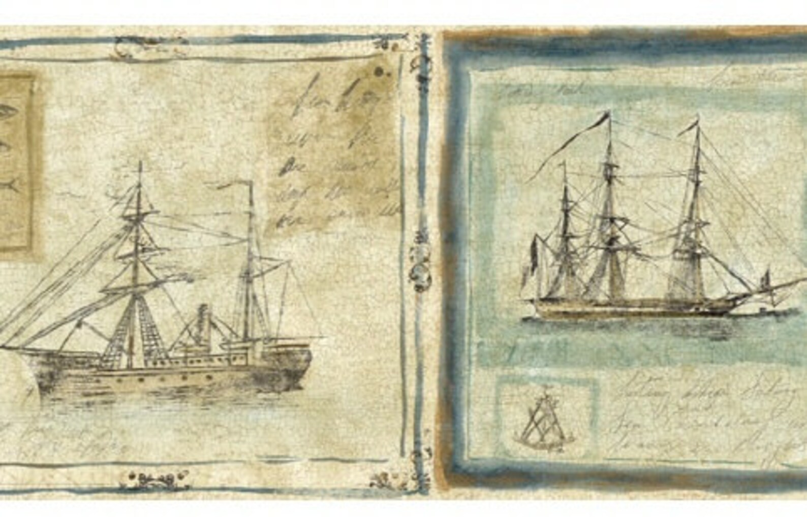 Framed Sailing Ships Wallpaper Border Pt018202b | Etsy