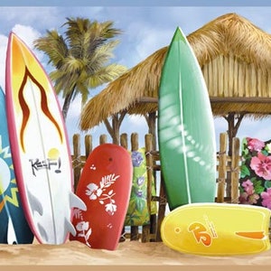 Surfside Beach Surfboard Wallpaper Border - Etsy