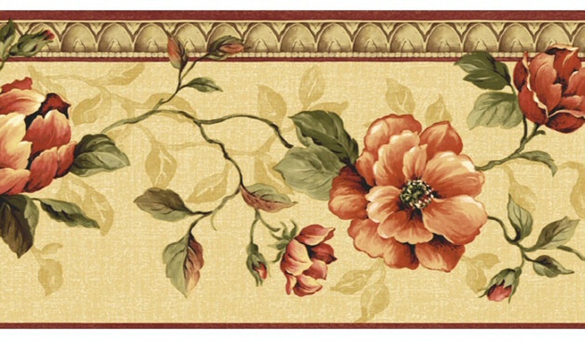 Architectural Rose Wallpaper Border Eb064153b | Etsy