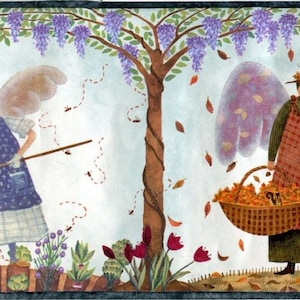 Country Folkart Harvest Angels Wallpaper Border Ha61141b - Etsy