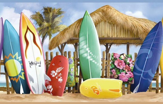 Surfside Beach Surfboard Wallpaper Border - Etsy