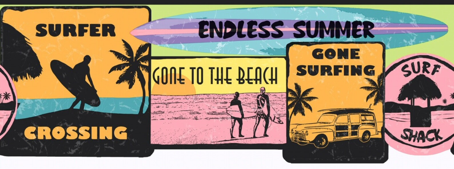 Surf's up Tropical Beach Wallpaper Border Ck7688b - Etsy