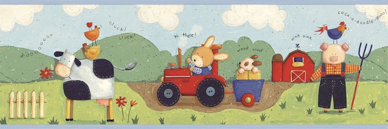 Daisys Farm Barnyard Wallpaper Border CK83082b | Etsy