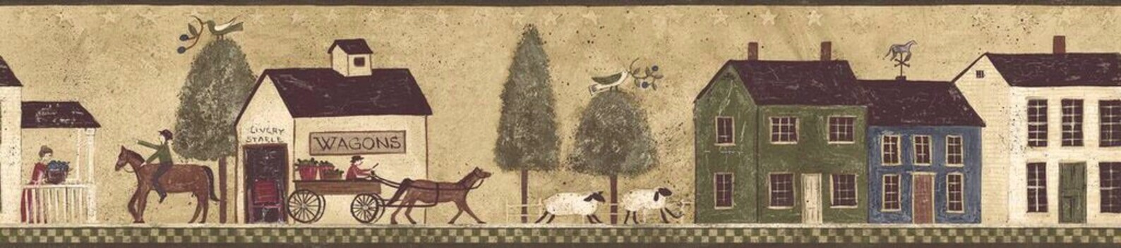 Primitive Country Lane Wallpaper Border Cl45004b - Etsy