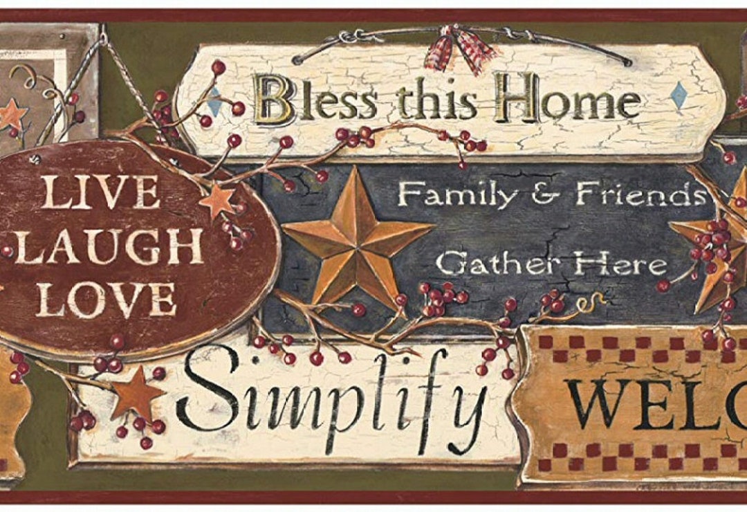 Country Signs Wallpaper Border Pc3976bd - Etsy