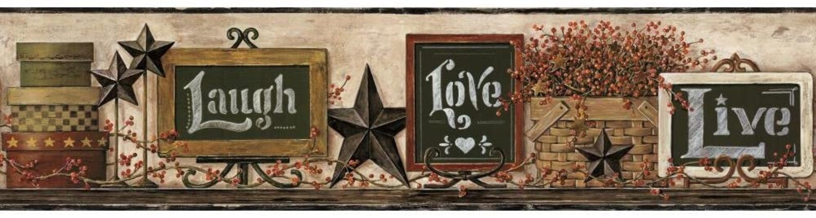 Country Chalkboard Shelf Wallpaper Border Ac4404bd - Etsy