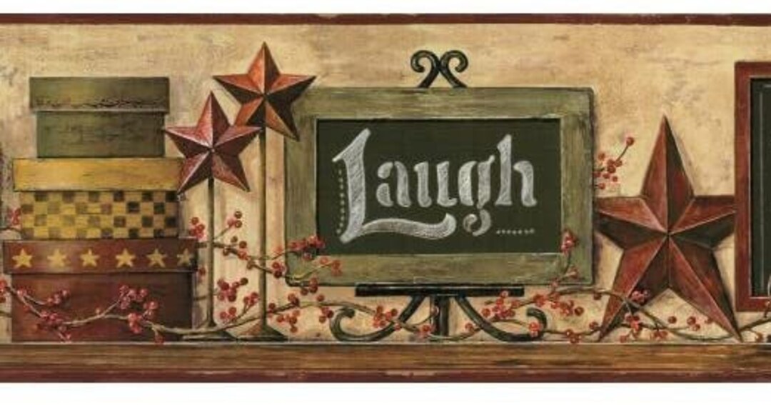 Country Chalkboard Shelf Wallpaper Border Ac4405bd - Etsy