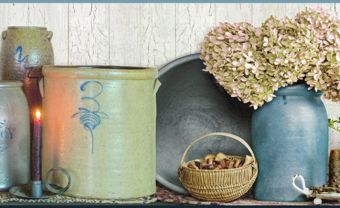 Hydrangea Baskets Crocks Wallpaper Border - Etsy