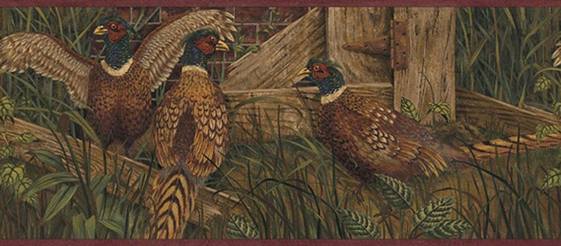 Pheasant Wallpaper Border - Burgundy Oa8101b - Etsy