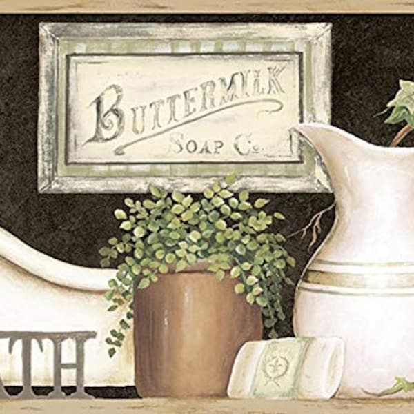 Country Bath Wallpaper Border - Etsy