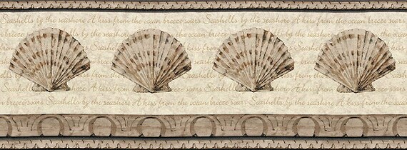 Seashells Wallpaper Border Brown