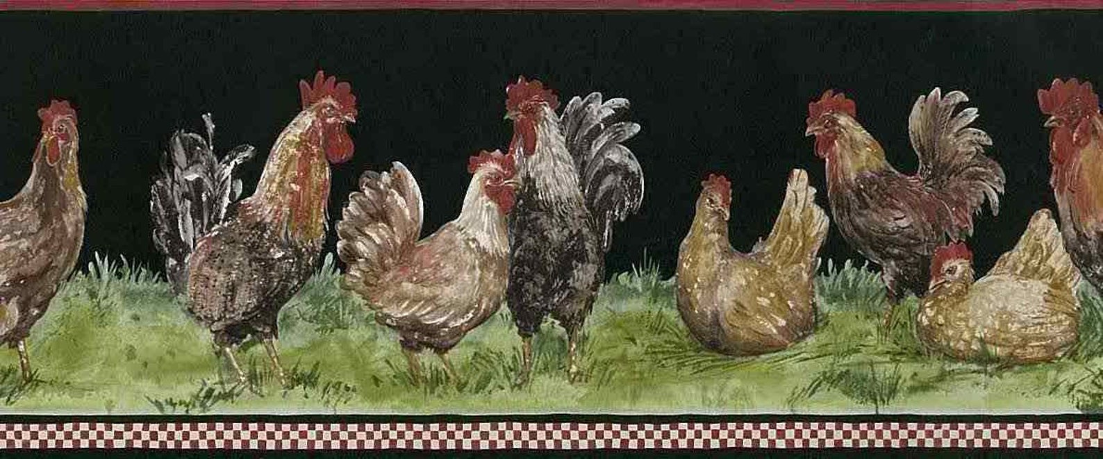 Roosters & Hens Wallpaper Border Ch49073b - Etsy